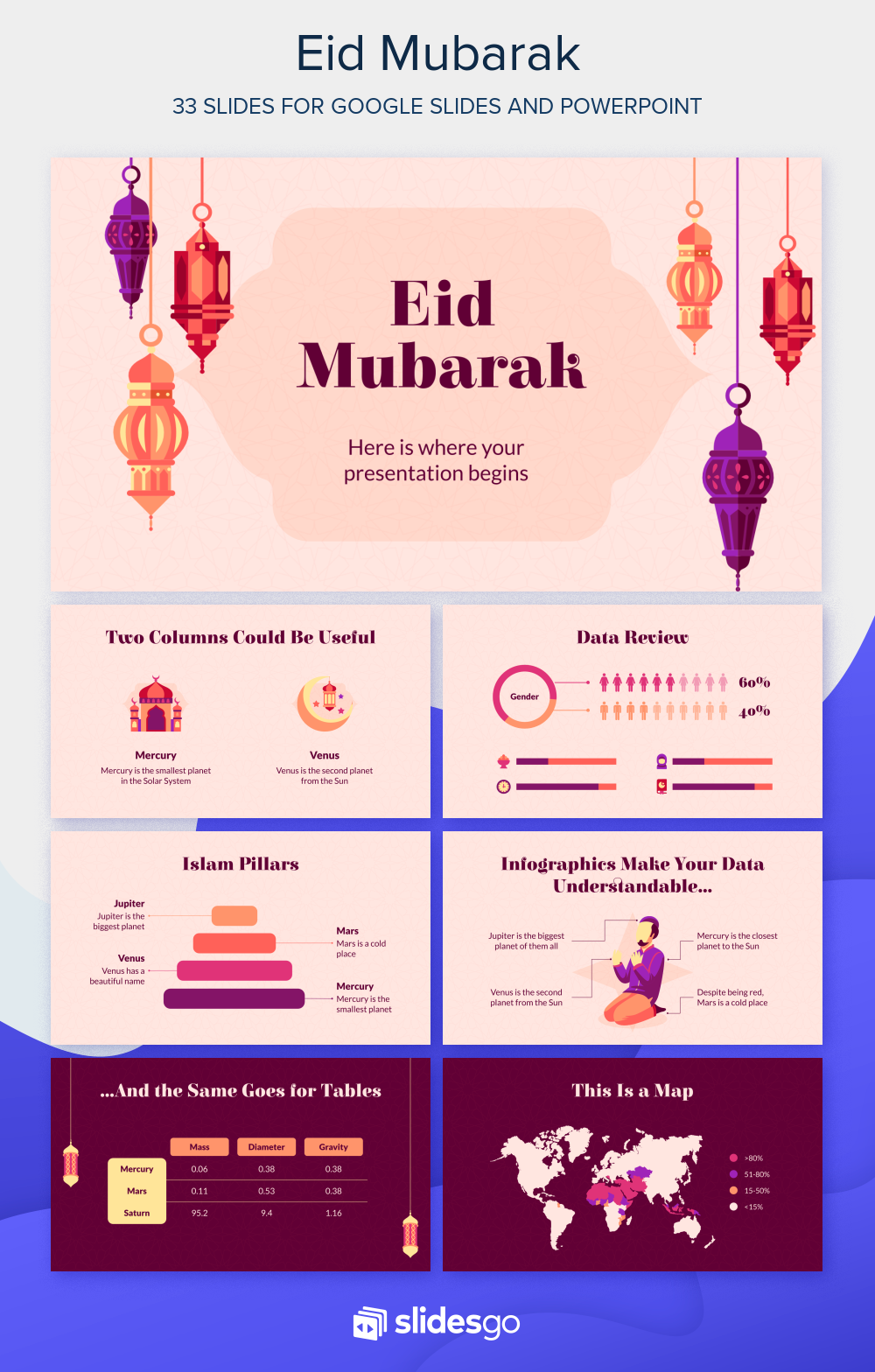 Eid Mubarak Google Slides theme and PowerPoint template