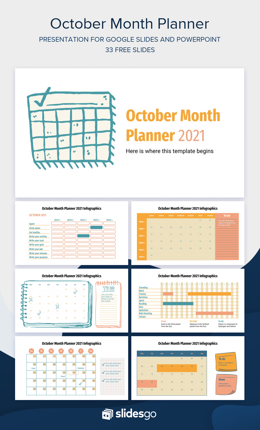 October Month Planner 2021 Infographics | Google Slides & PPT