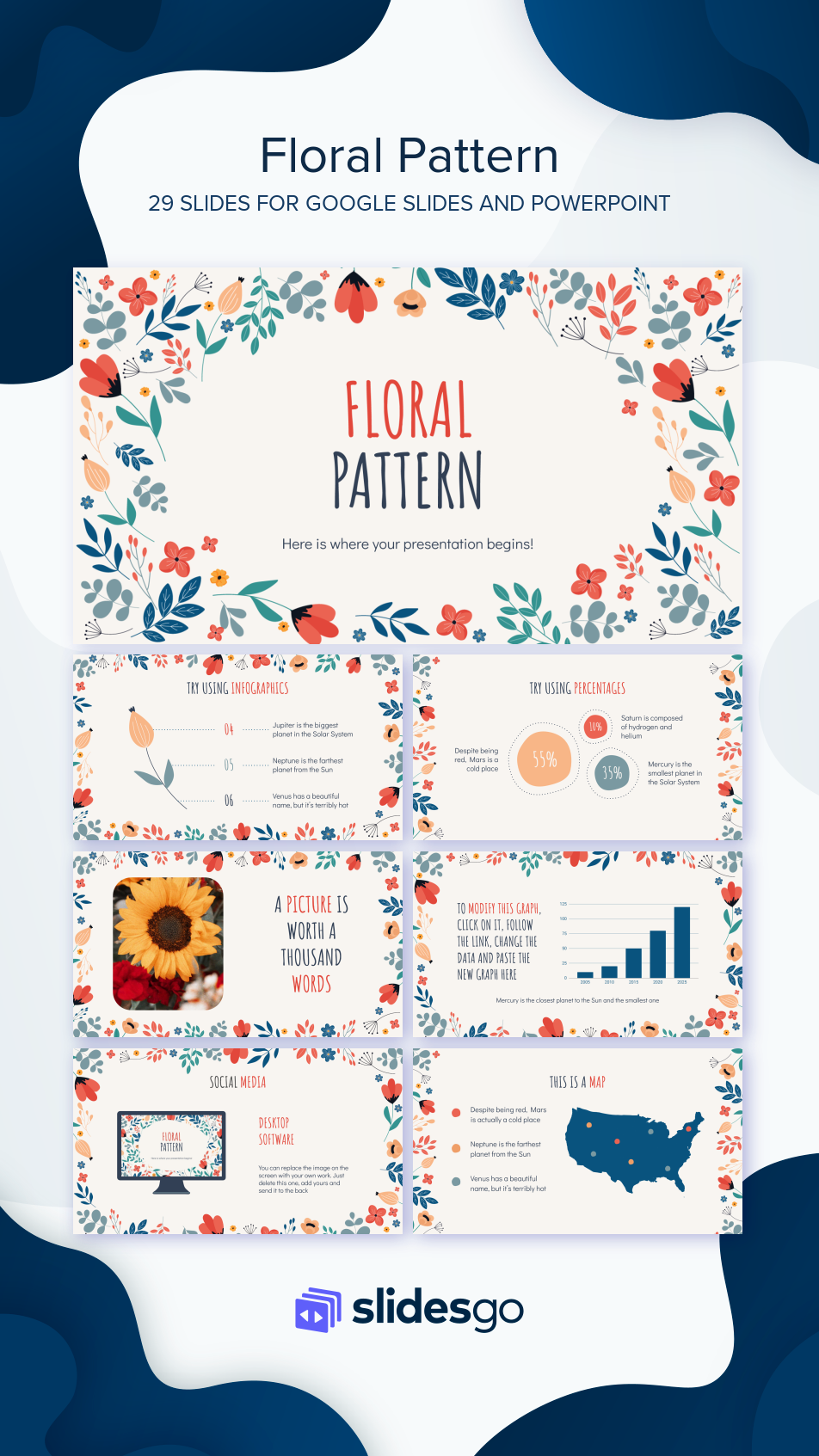 Floral Pattern Google Slides theme and PowerPoint template