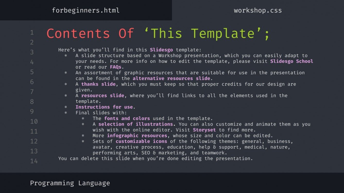 Programming Language Workshop for Beginners
