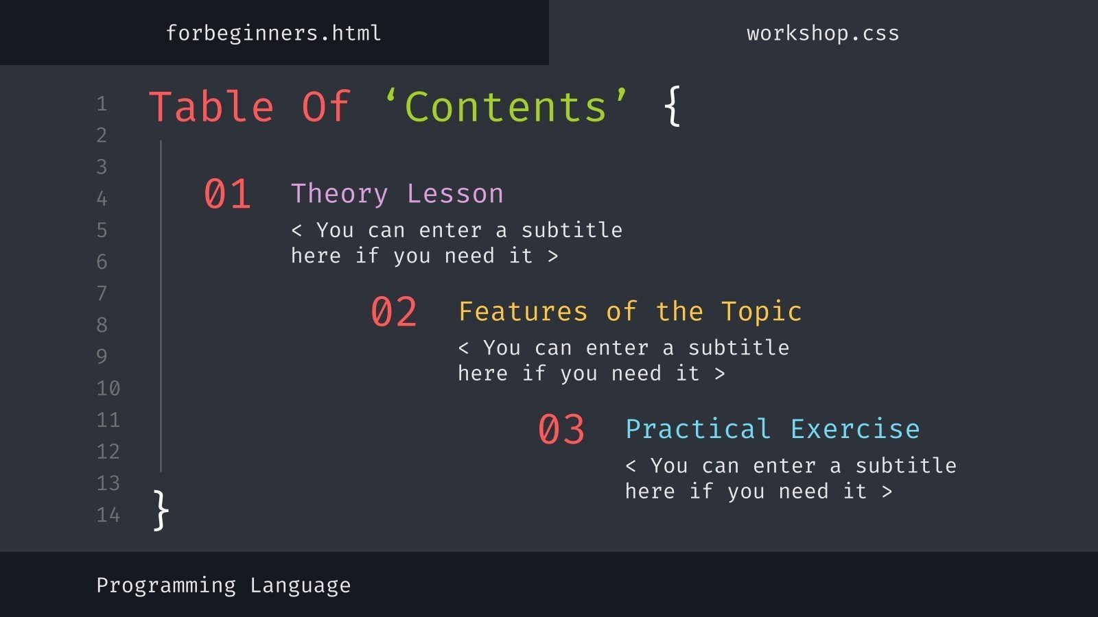 Programming Language Workshop for Beginners