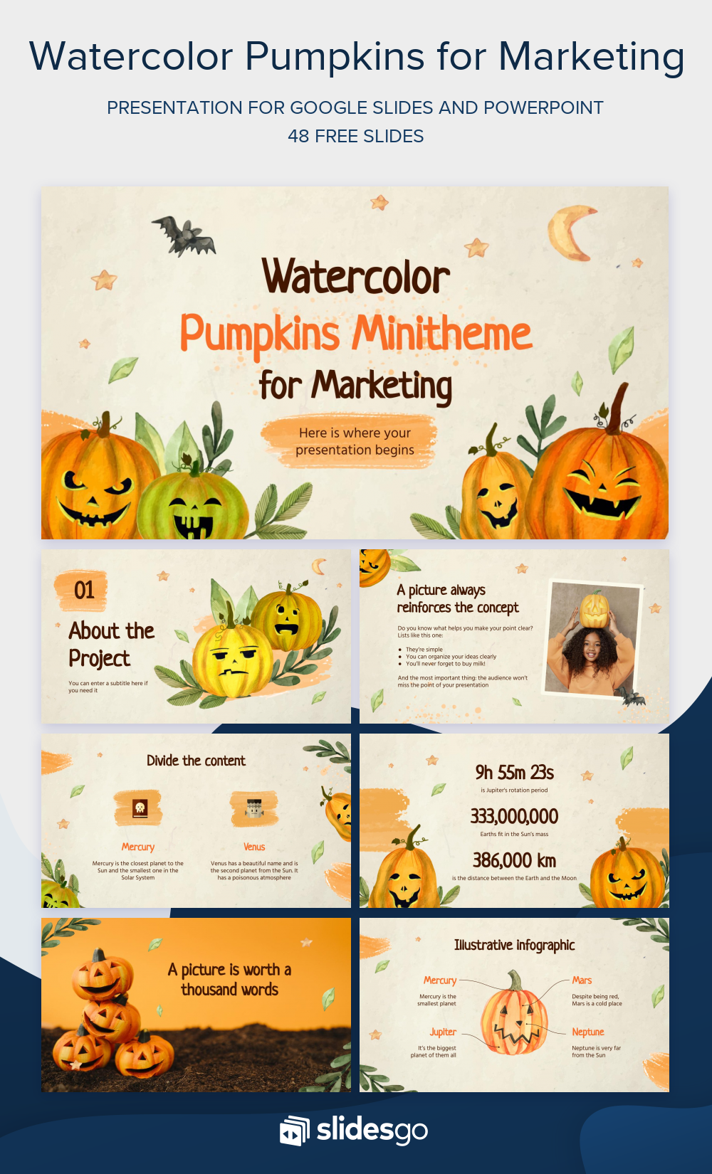 Watercolor Pumpkins Minitheme | Google Slides & PPT