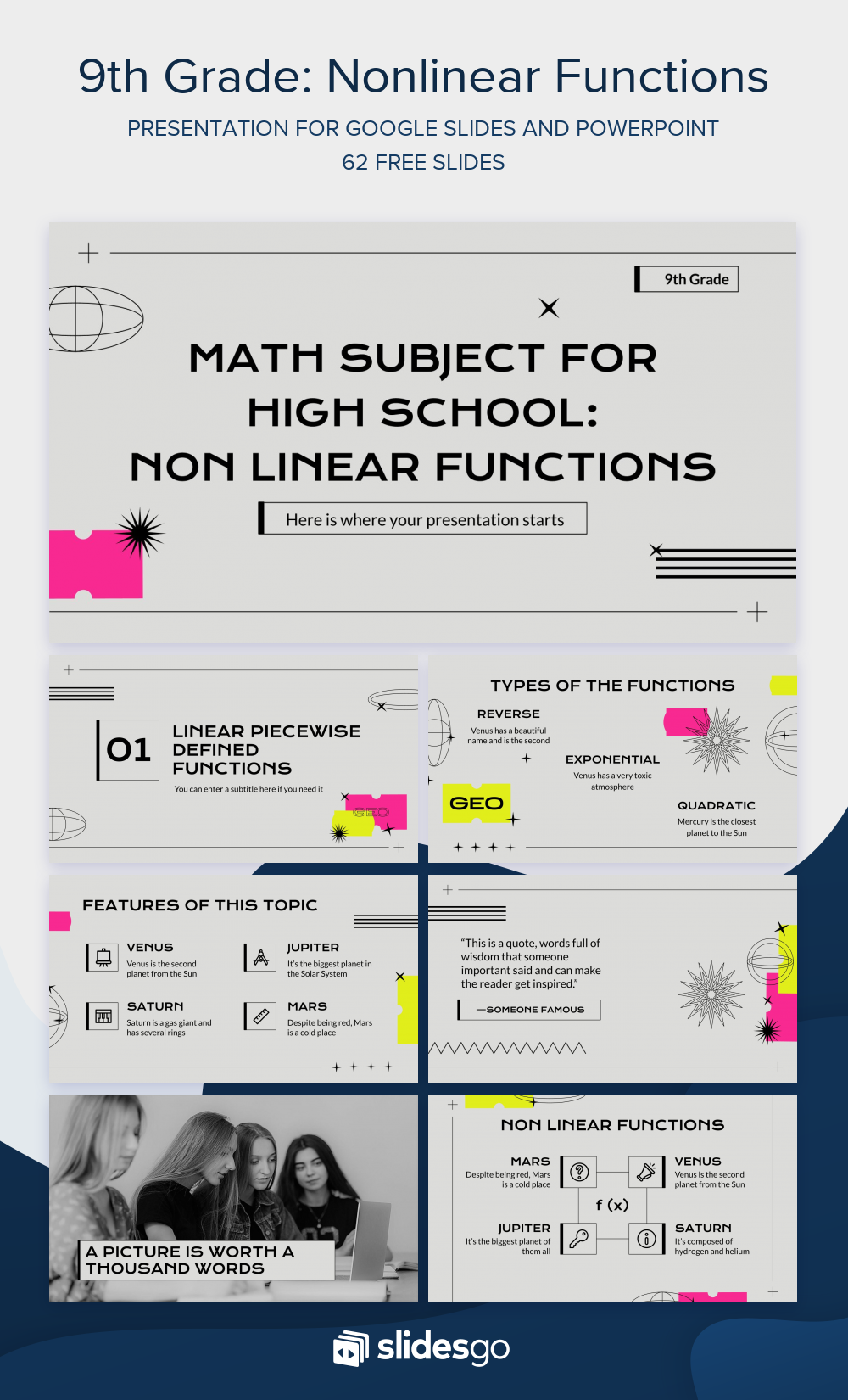 Nonlinear functions for 9th grade | Google Slides & PowerPoint