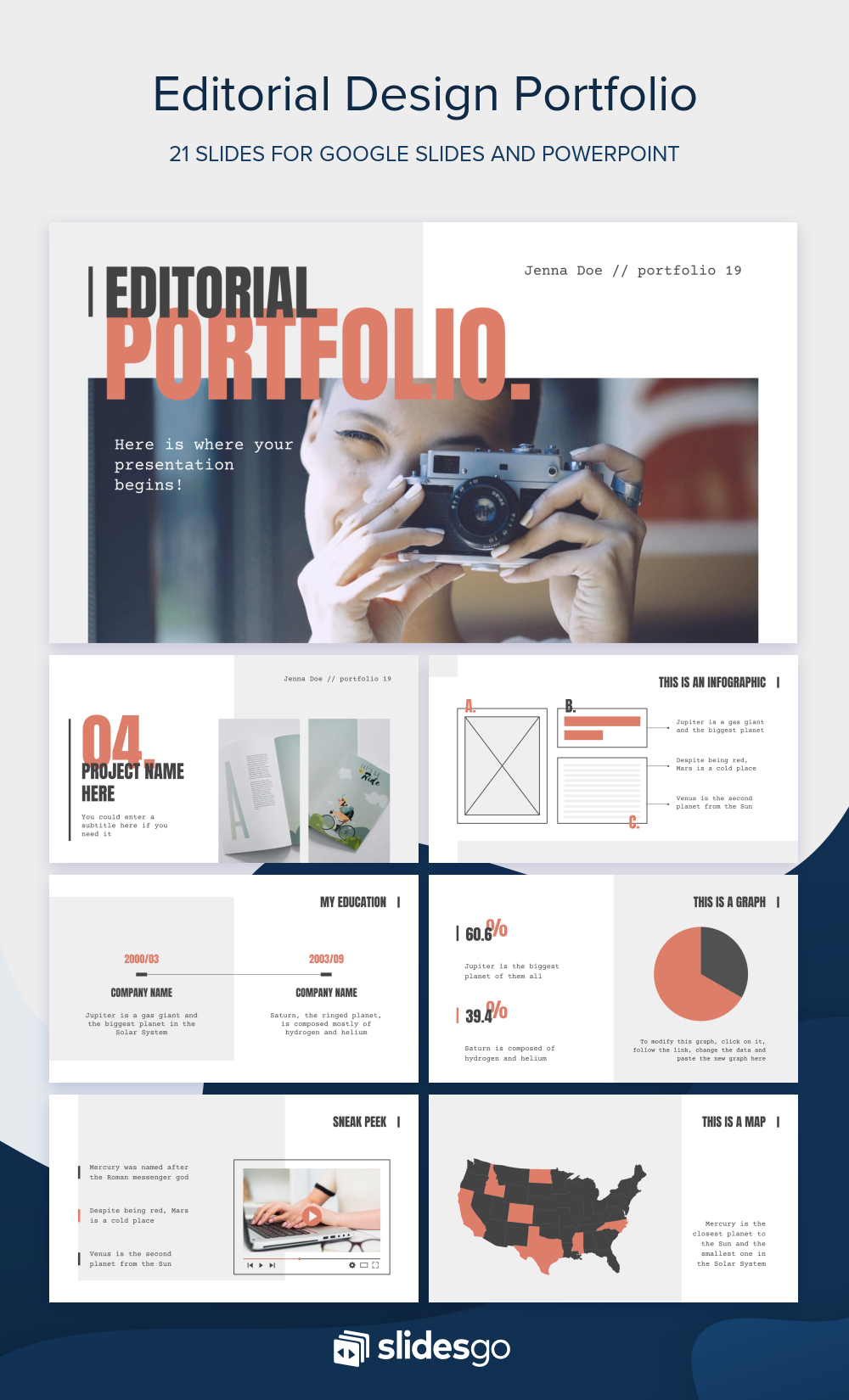 Editorial Design Portfolio Google Slides and PowerPoint template