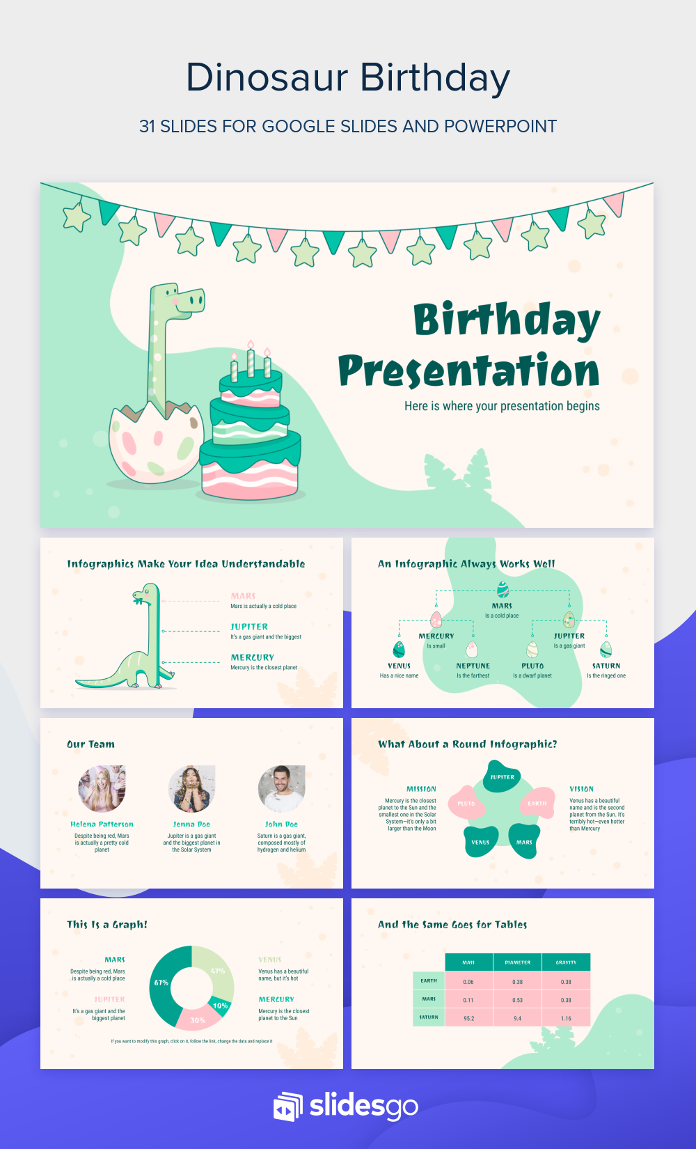 Dinosaur Birthday Google Slides and PowerPoint presentation