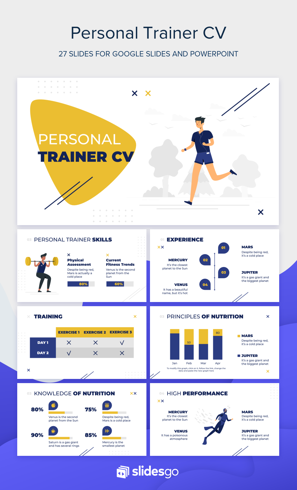 Personal Trainer CV Google Slides and PowerPoint presentation