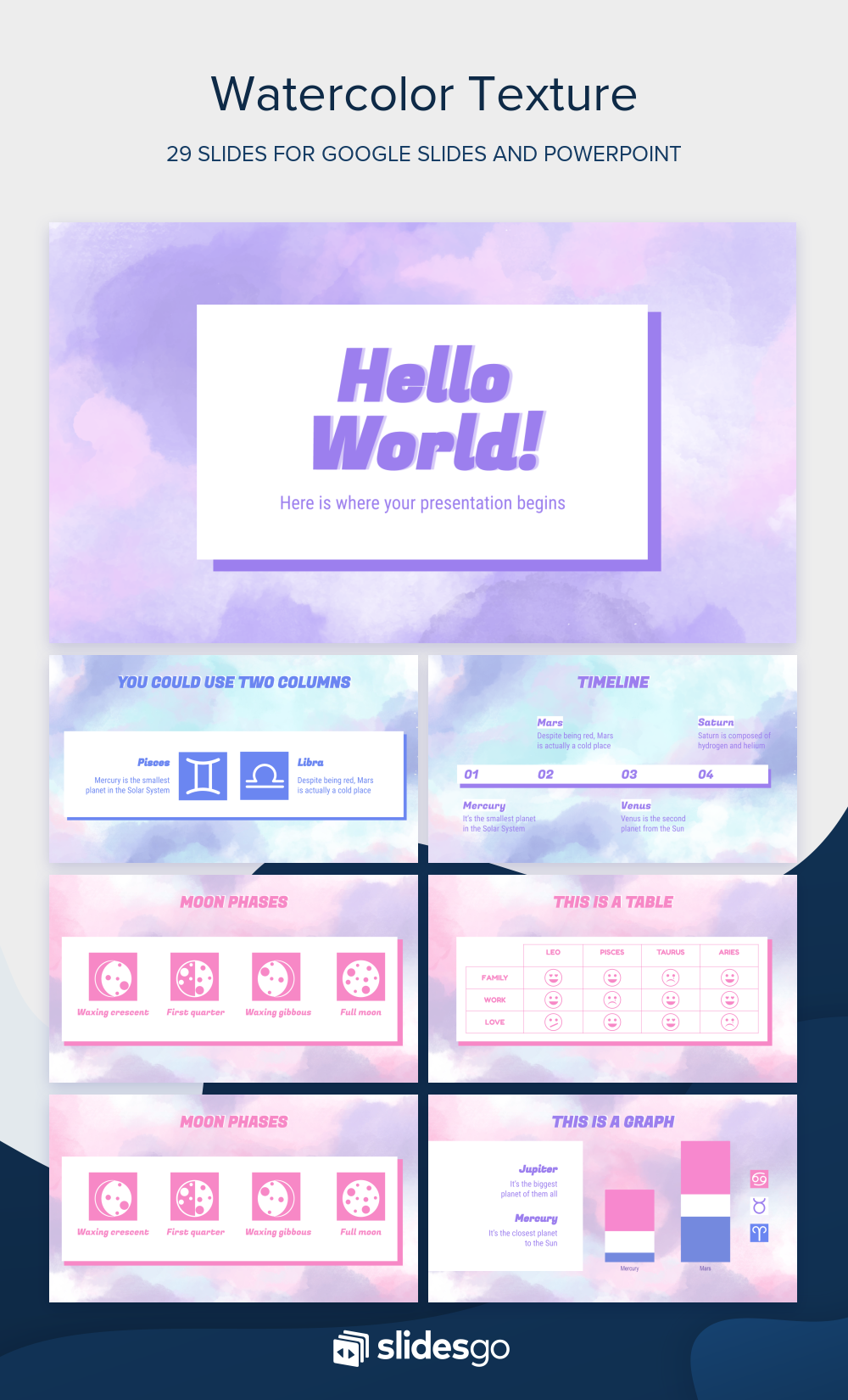 Watercolor Texture Google Slides and PowerPoint template