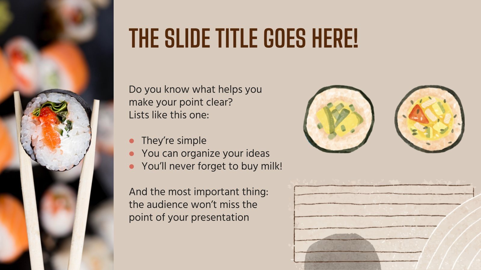 Watercolor Sushi Minitheme for Marketing | Google Slides & PPT