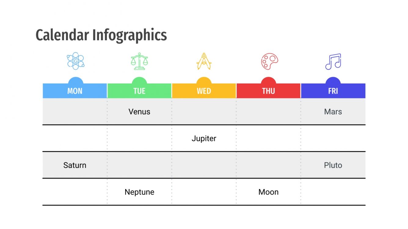 Free Calendar infographics for Google Slides and PowerPoint