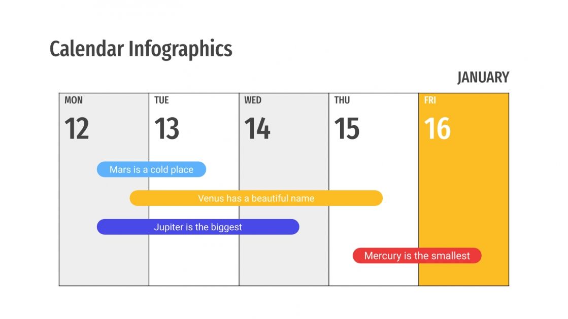 Free Calendar infographics for Google Slides and PowerPoint