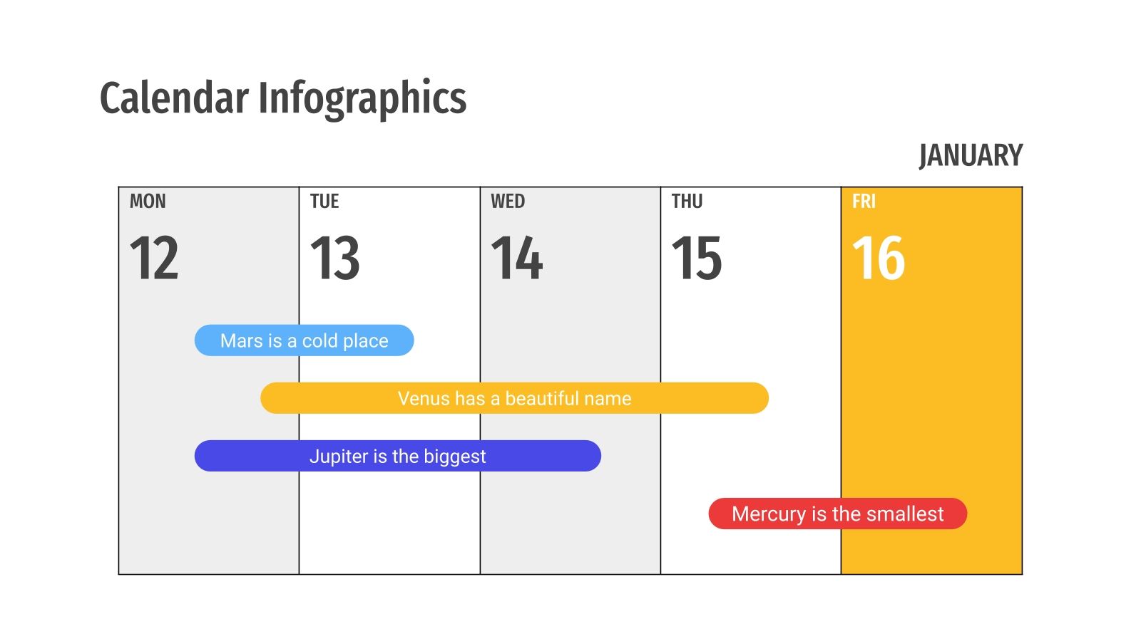 Free Calendar infographics for Google Slides and PowerPoint