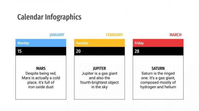 Infographies de calendrier gratuites pour Google Slides et PowerPoint