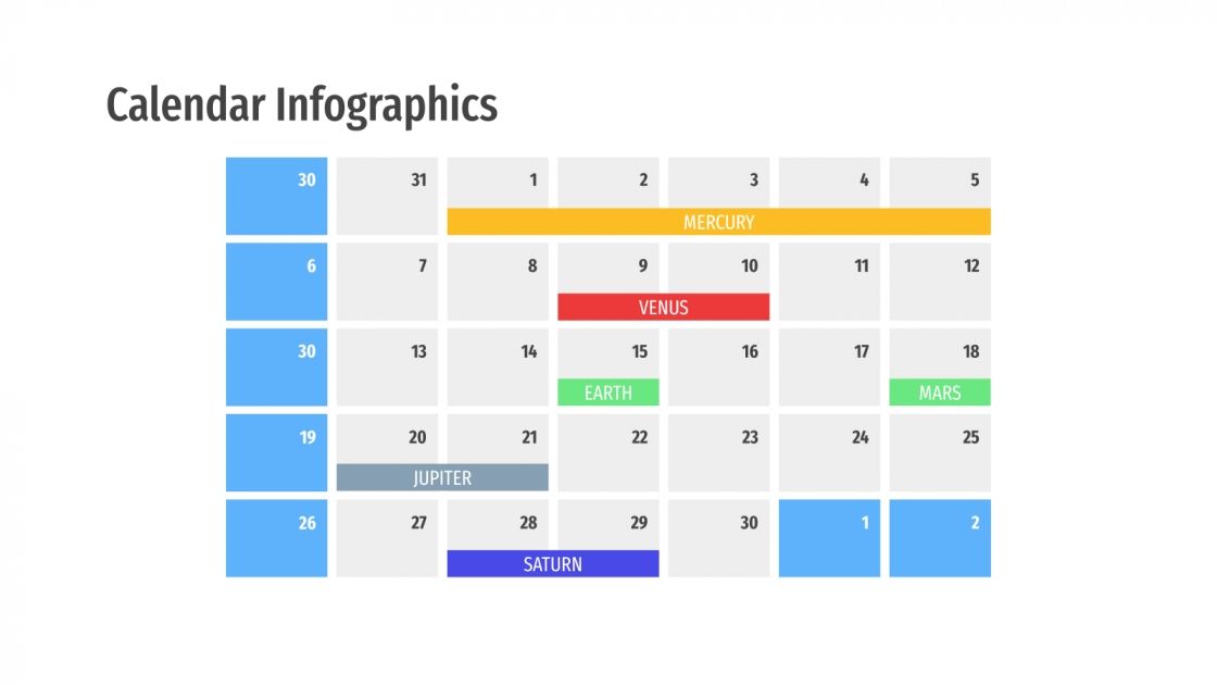 Infografías de calendarios | Plantilla de Google Slides y PPT