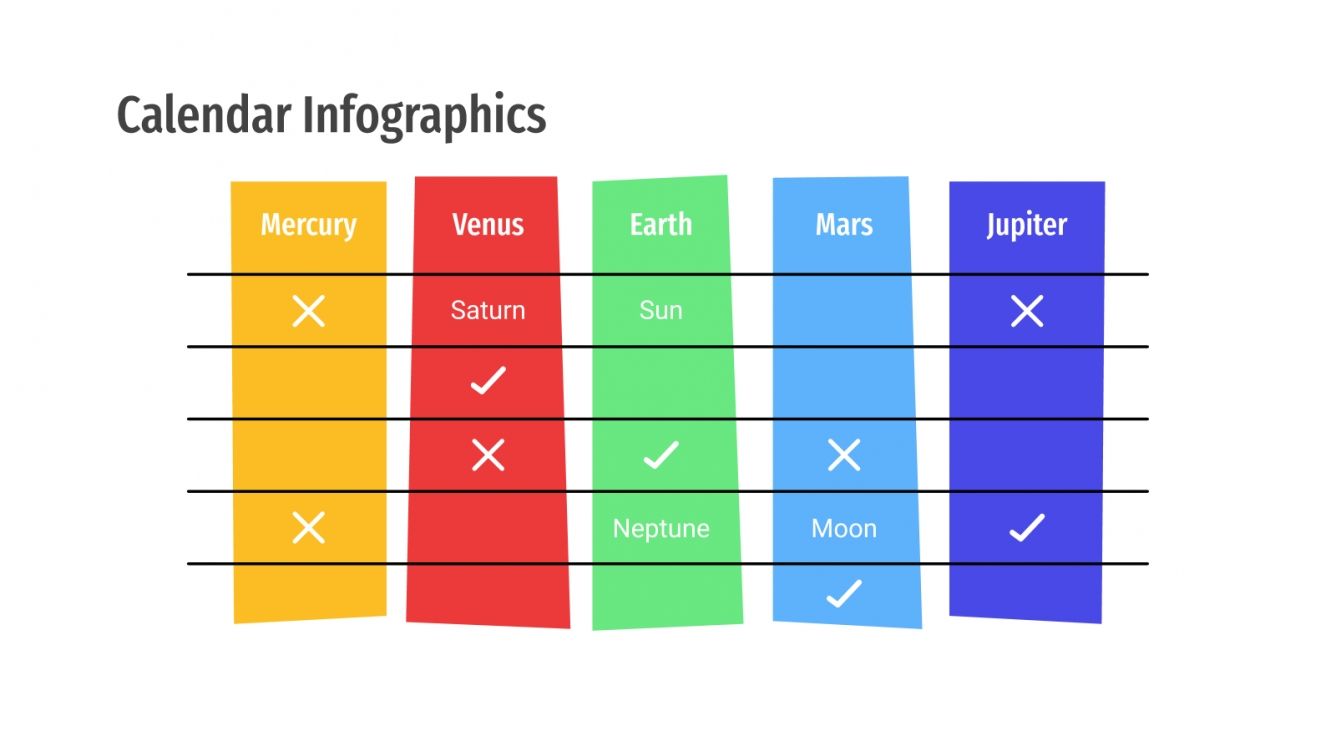 Free Calendar infographics for Google Slides and PowerPoint