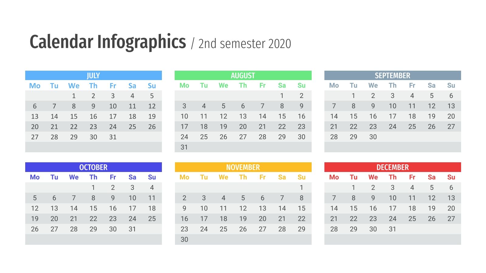 Free Calendar infographics for Google Slides and PowerPoint
