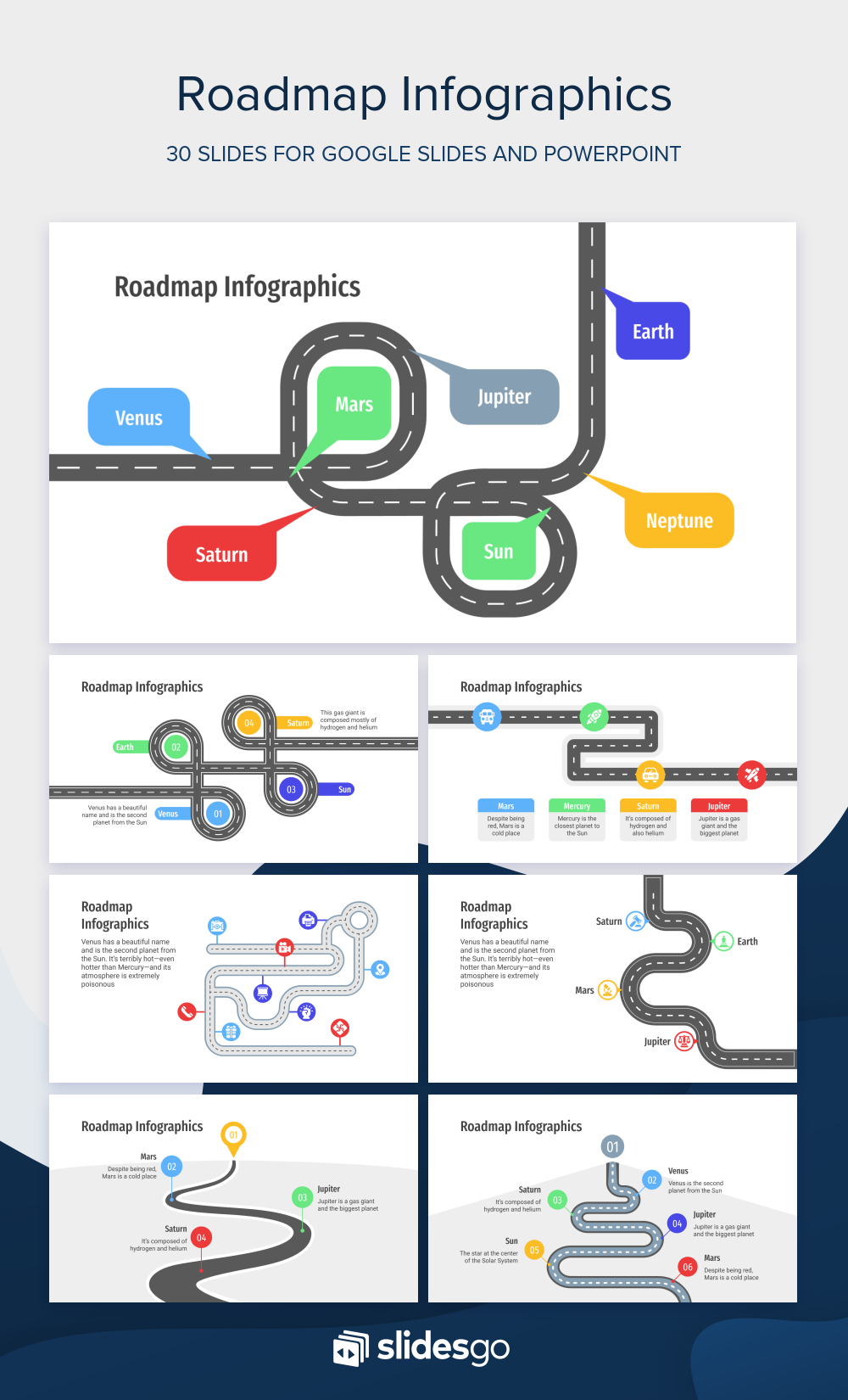 Free Roadmap infographics for Google Slides and PowerPoint