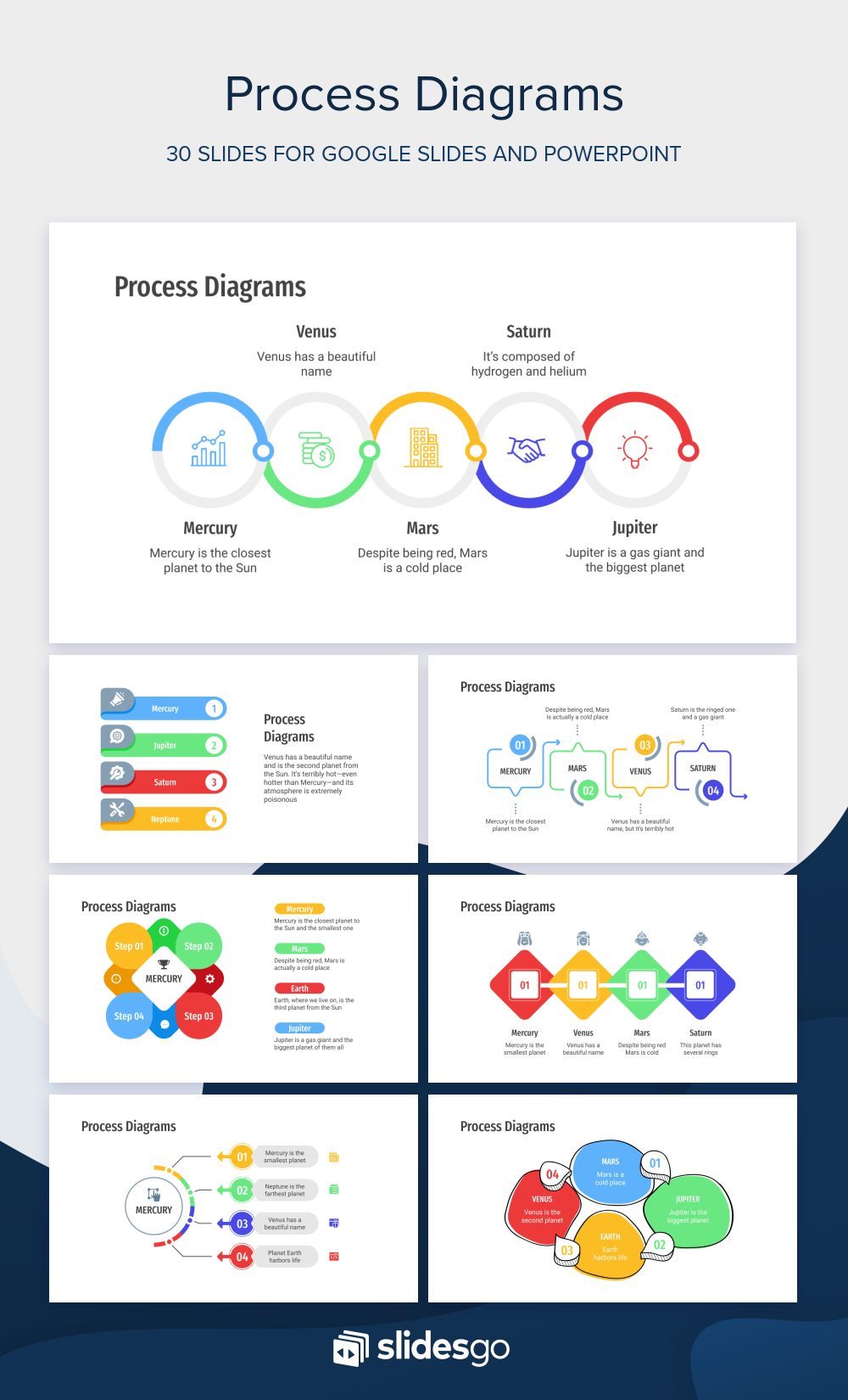 Free Process infographics for Google Slides and PowerPoint