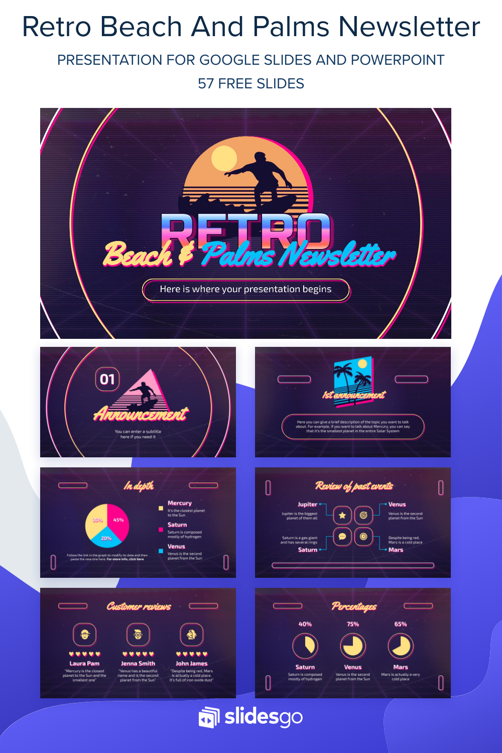 Retro Beach & Palms Newsletter | Google Slides & PowerPoint