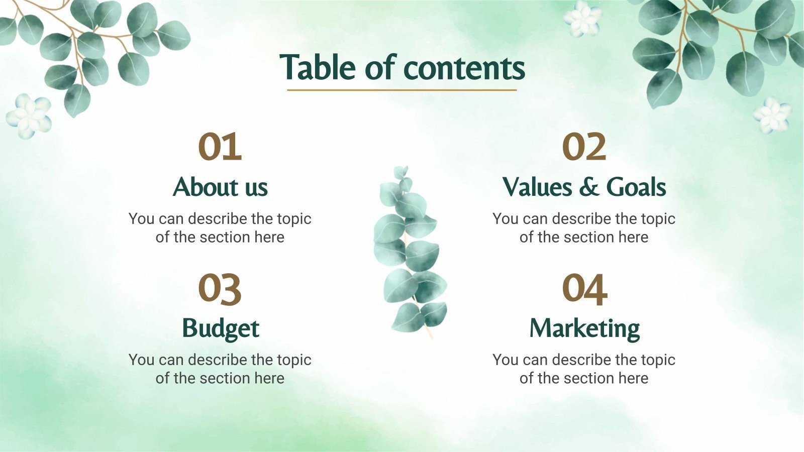 Elegant Eucalyptus Leaves for Marketing | Google Slides & PPT