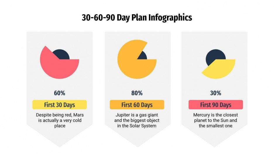 30-60-90 Day Plan Infographics for Google Slides and PowerPoint