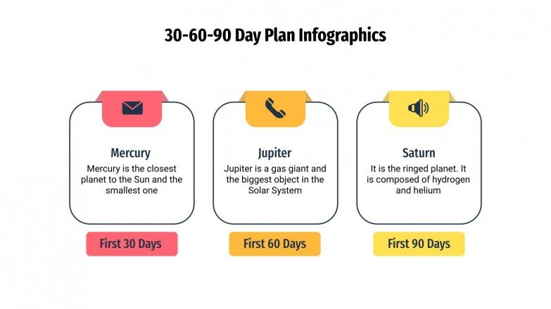 30-60-90 Day Plan Infographics for Google Slides and PowerPoint