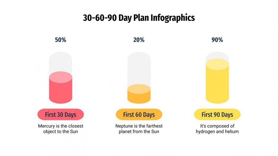 30-60-90 Day Plan Infographics for Google Slides and PowerPoint
