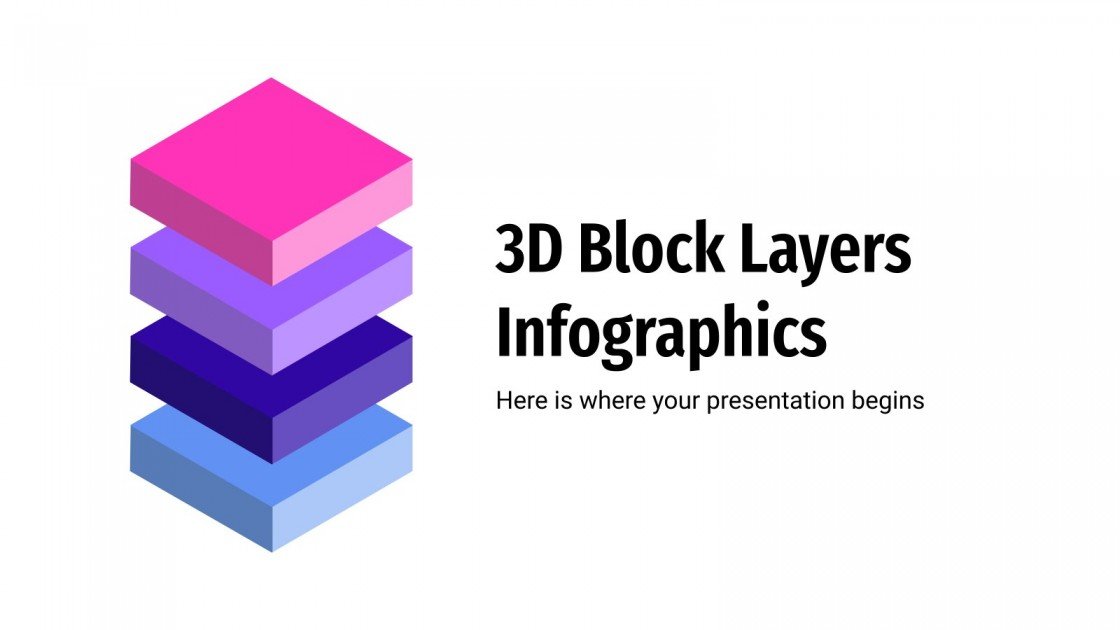 Free 3D Block Layers diagrams for Google Slides & PPT template