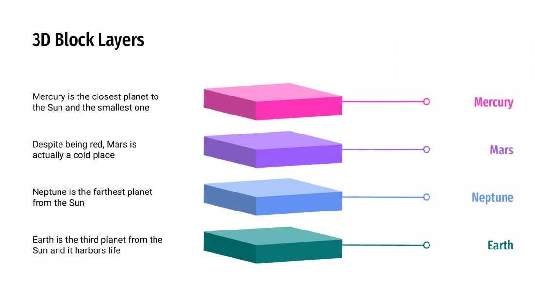 Free 3D Block Layers diagrams for Google Slides & PPT template