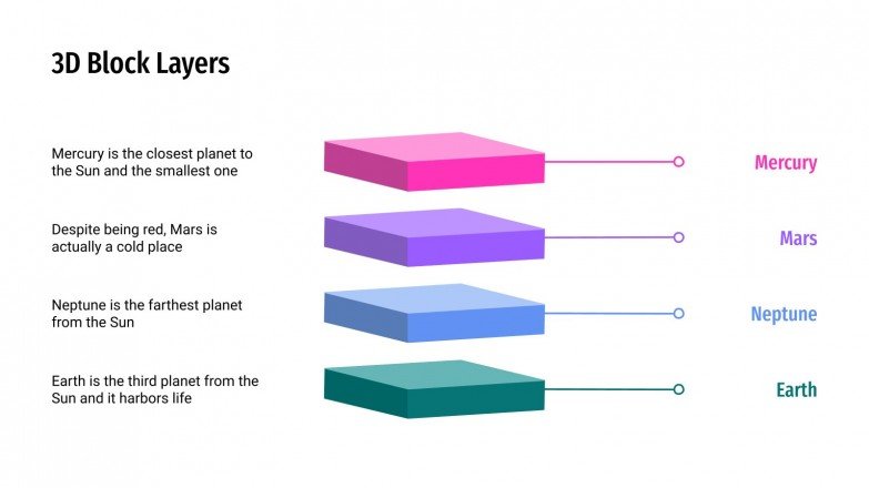 Free 3D Block Layers diagrams for Google Slides & PPT template