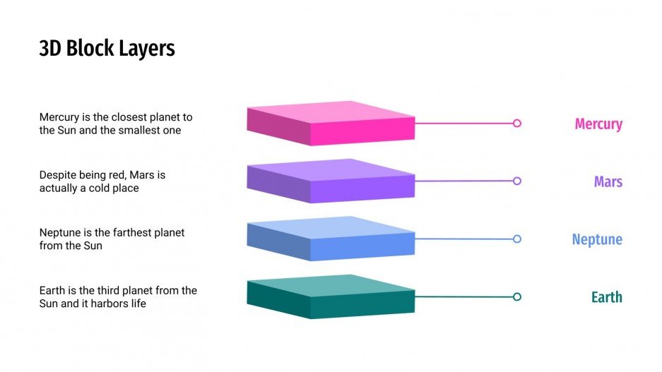 Free 3D Block Layers diagrams for Google Slides & PPT template