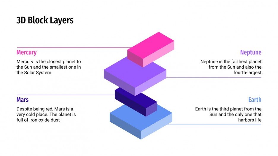 Free 3D Block Layers diagrams for Google Slides & PPT template