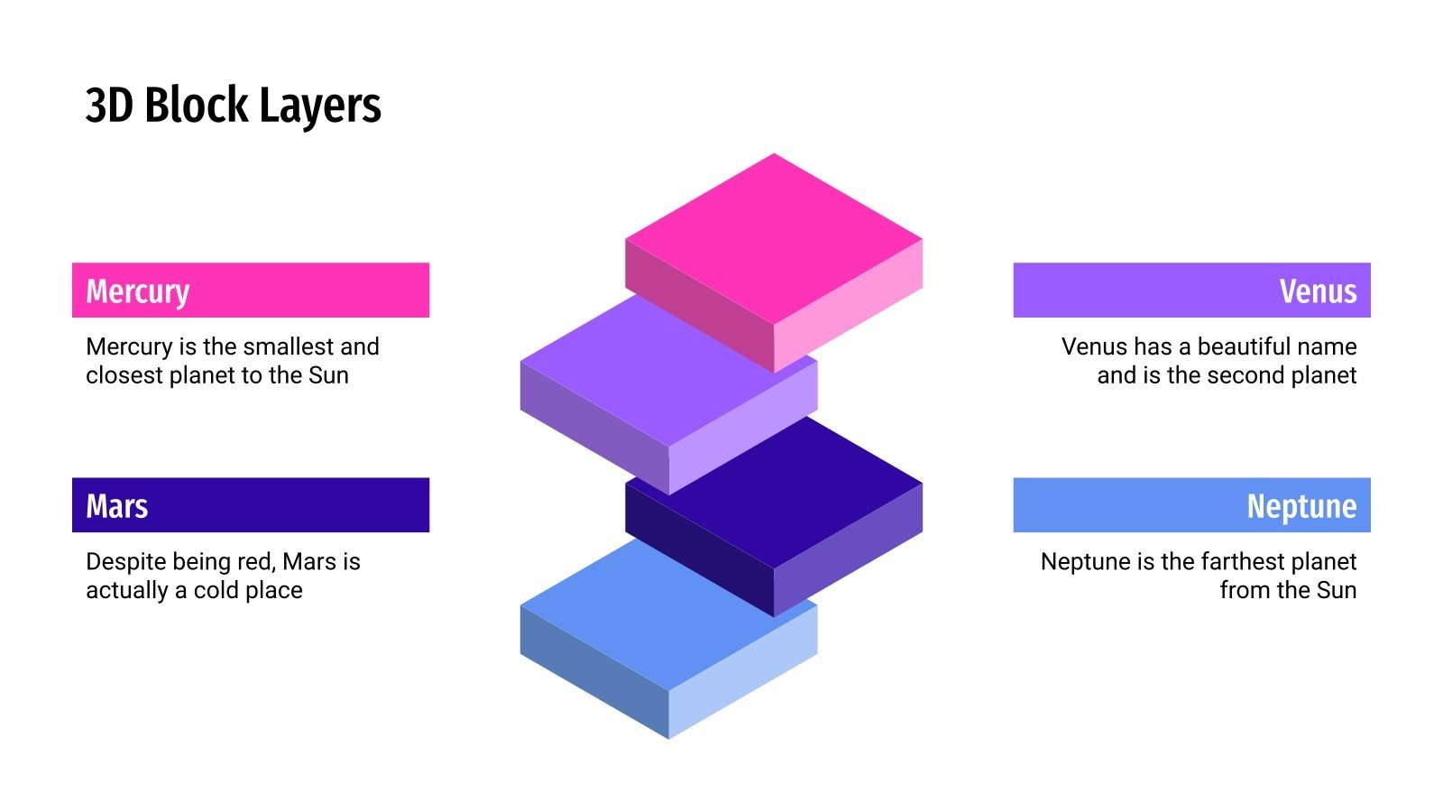 Free 3D Block Layers diagrams for Google Slides & PPT template