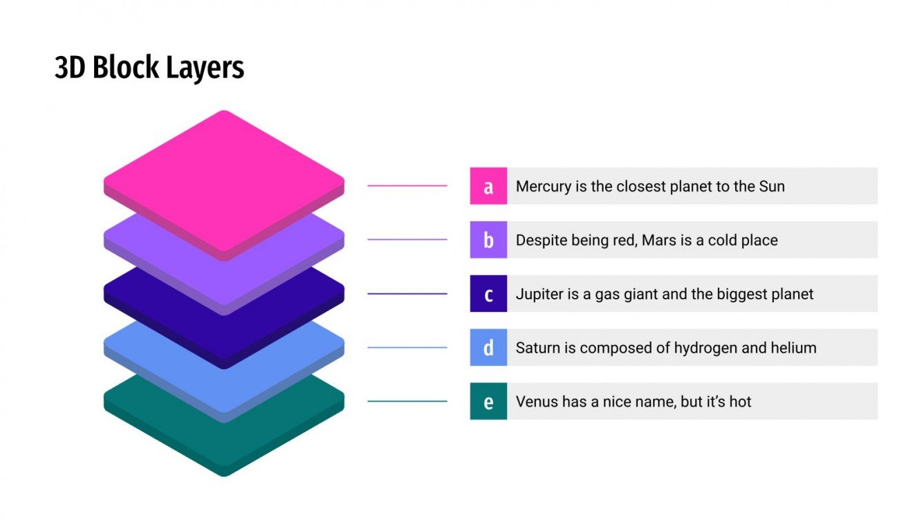 Free 3D Block Layers diagrams for Google Slides & PPT template