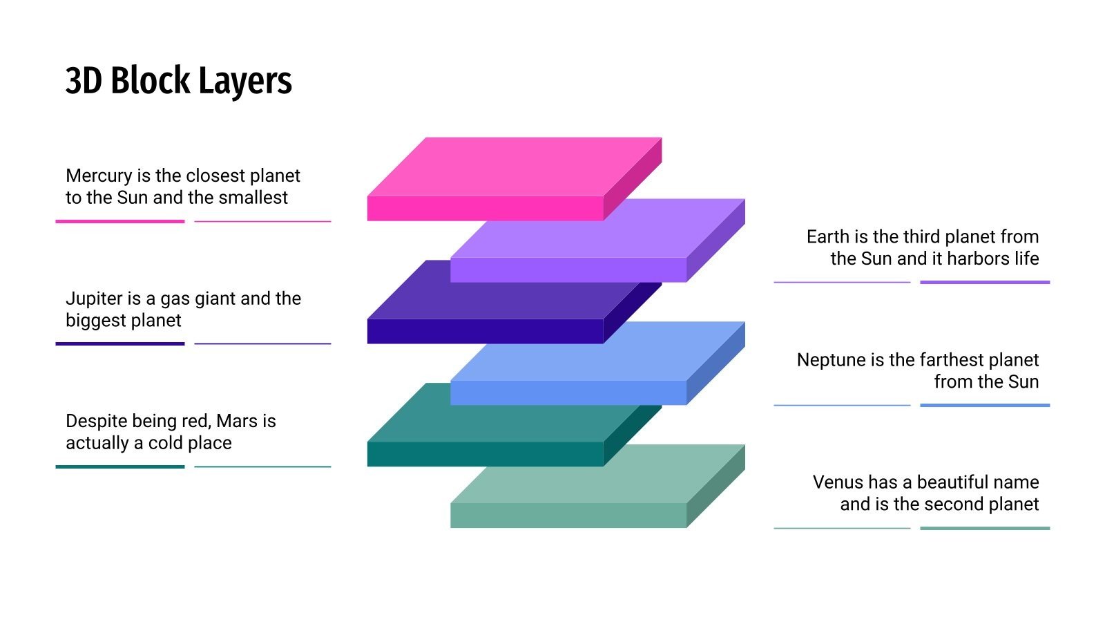 Free 3D Block Layers diagrams for Google Slides & PPT template