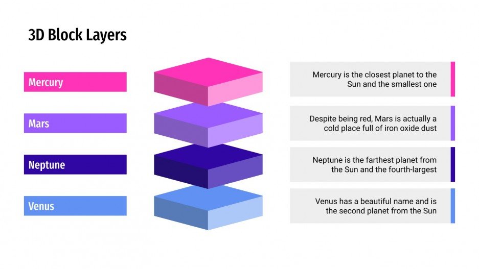 Free 3D Block Layers diagrams for Google Slides & PPT template