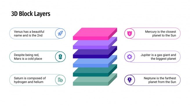 Free 3D Block Layers diagrams for Google Slides & PPT template