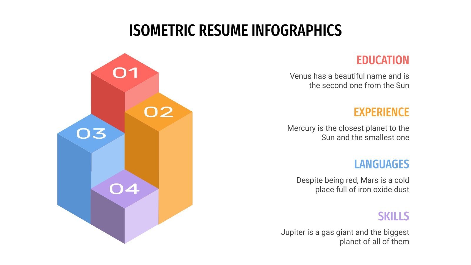 Isometric Resume Infographics for Google Slides and PPT