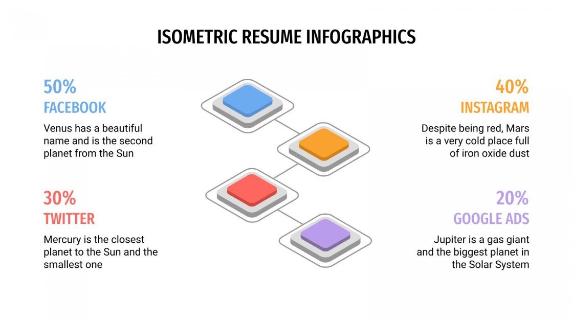 Isometric Resume Infographics for Google Slides and PPT
