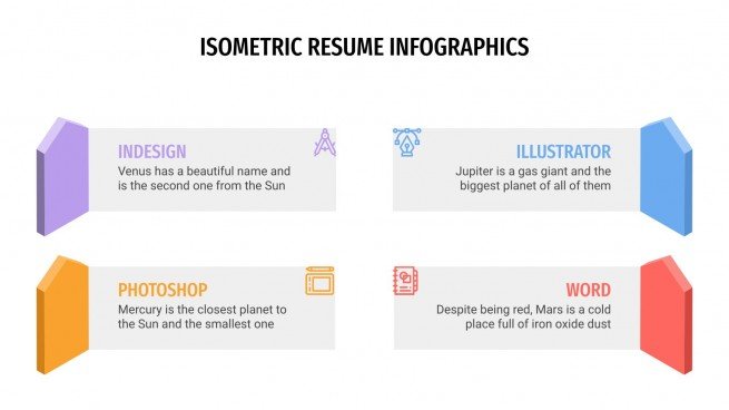 Isometric Resume Infographics for Google Slides and PPT