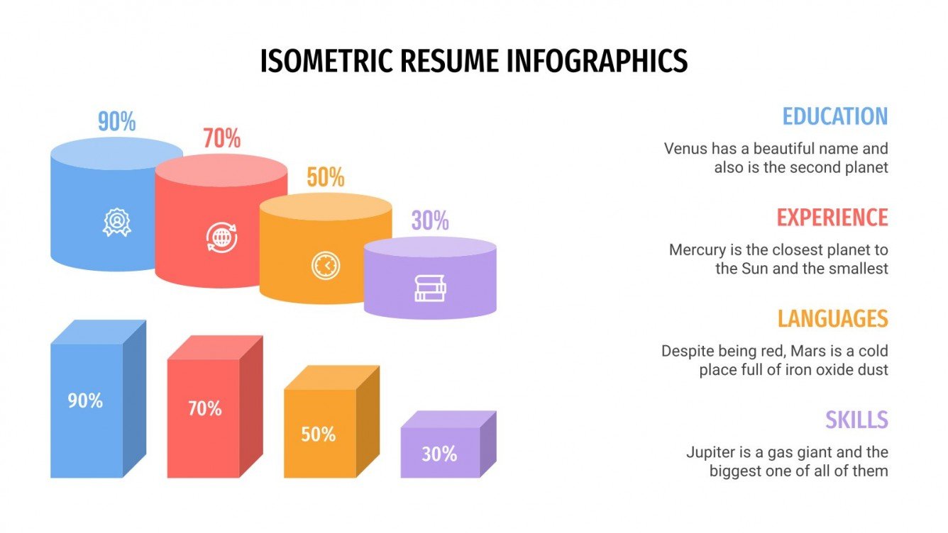 Isometric Resume Infographics for Google Slides and PPT