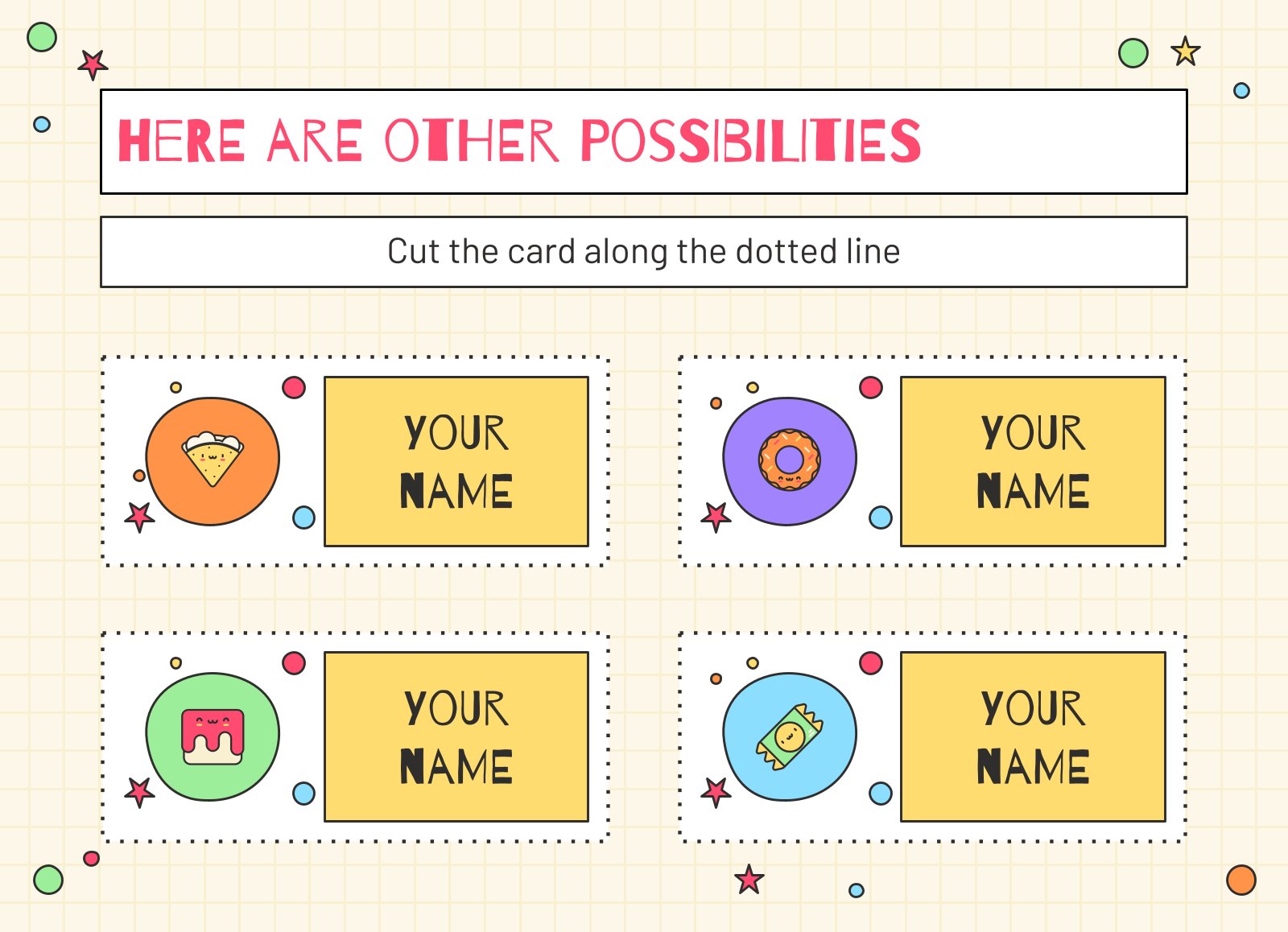 캔디 이름 인쇄 가능한 태그 | Google Slides & PowerPoint