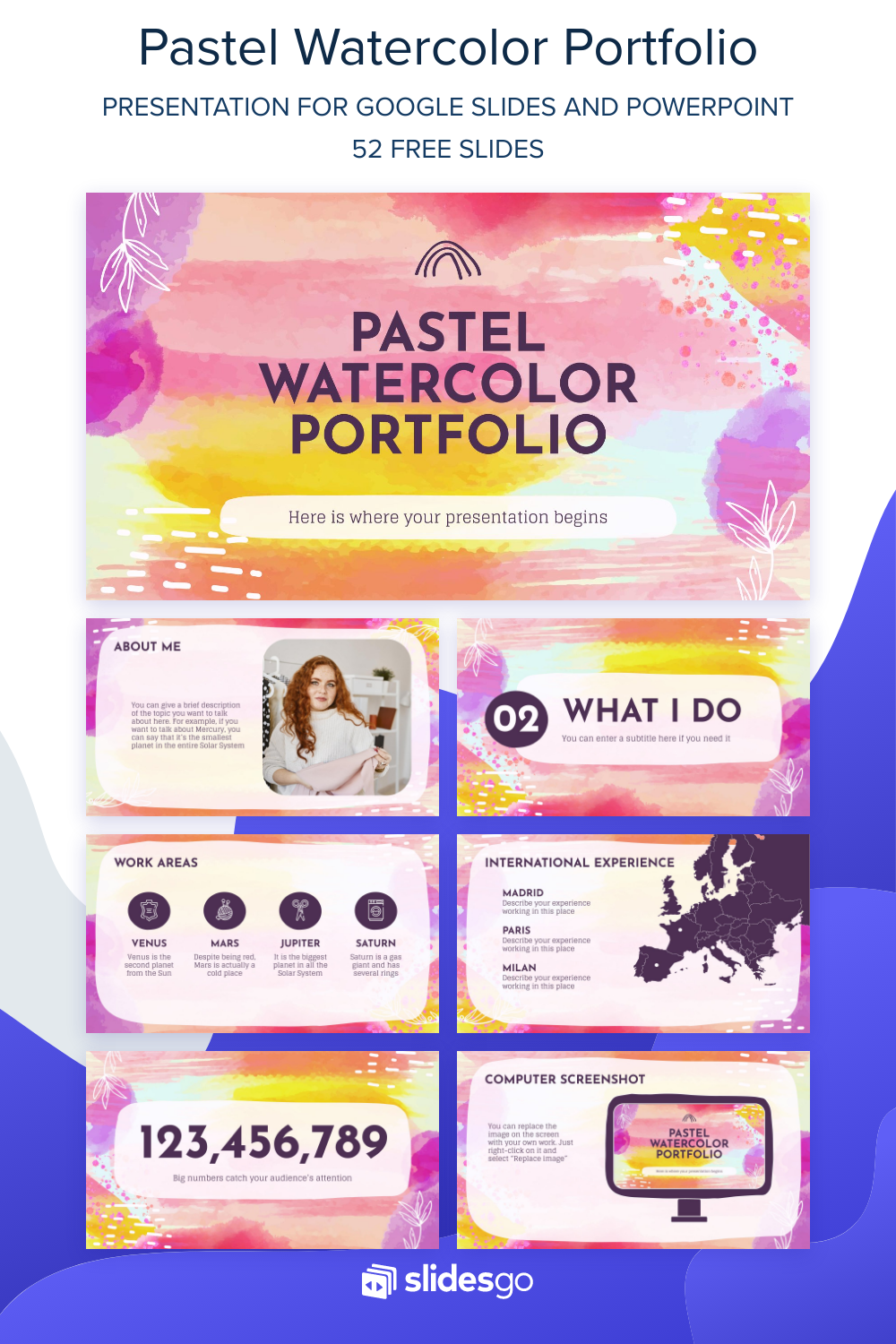 Pastel Watercolor Portfolio | Google Slides & PowerPoint