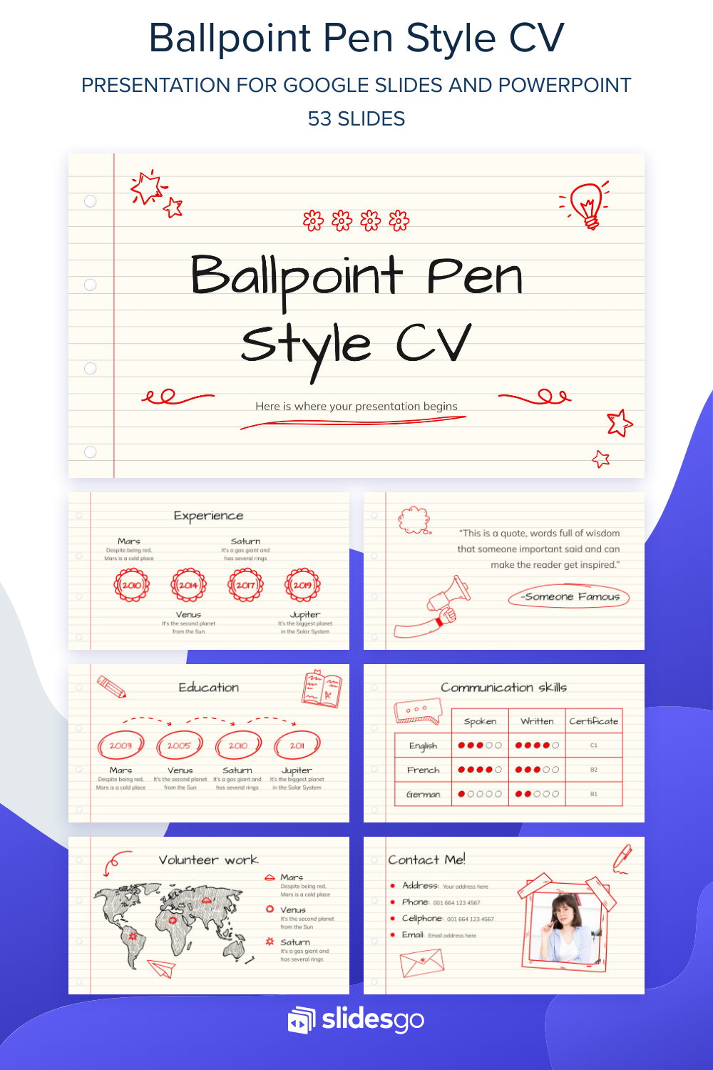 Ballpoint Pen Style CV | Google Slides & PowerPoint