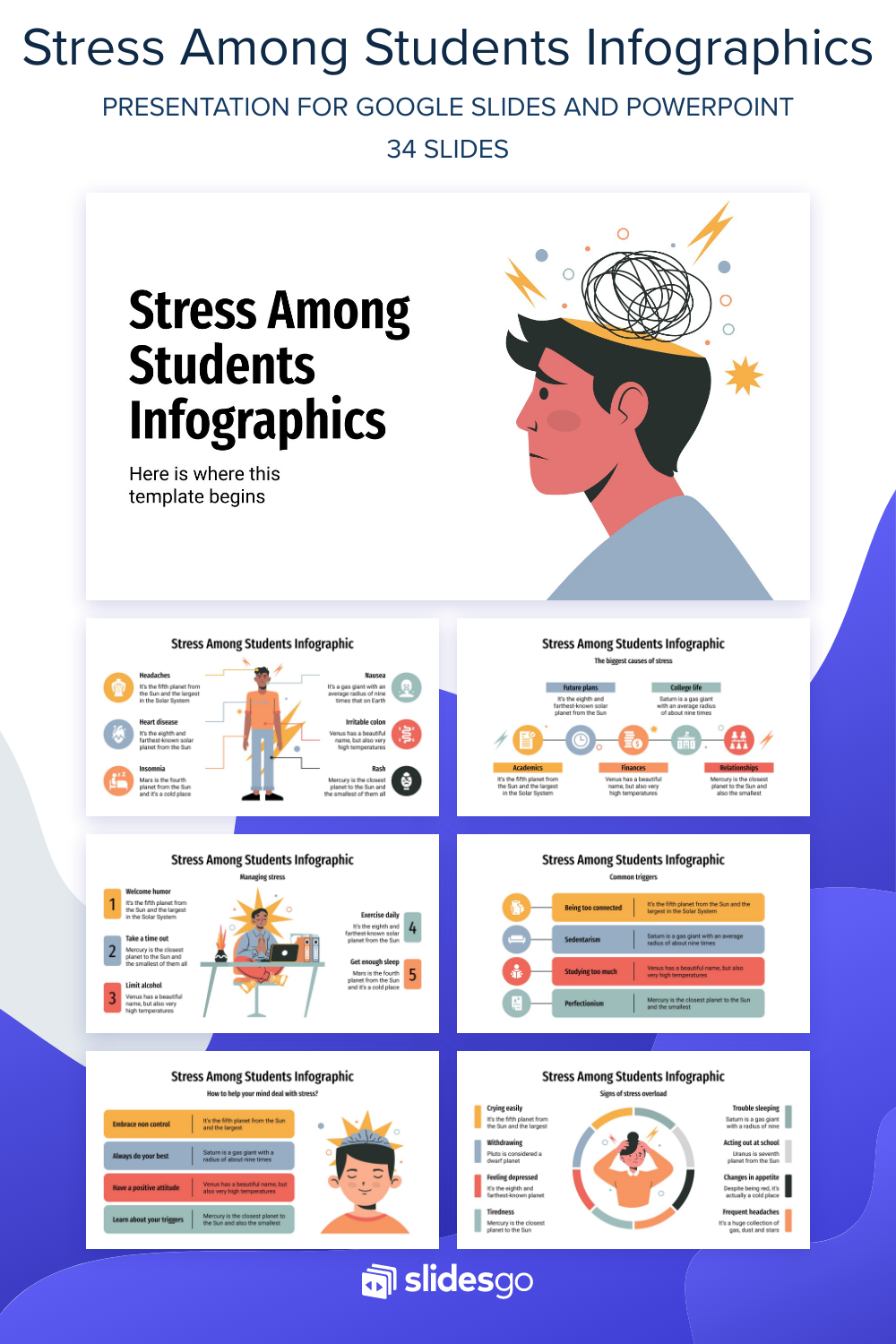 Stress Among Students Infographics | Google Slides & PPT