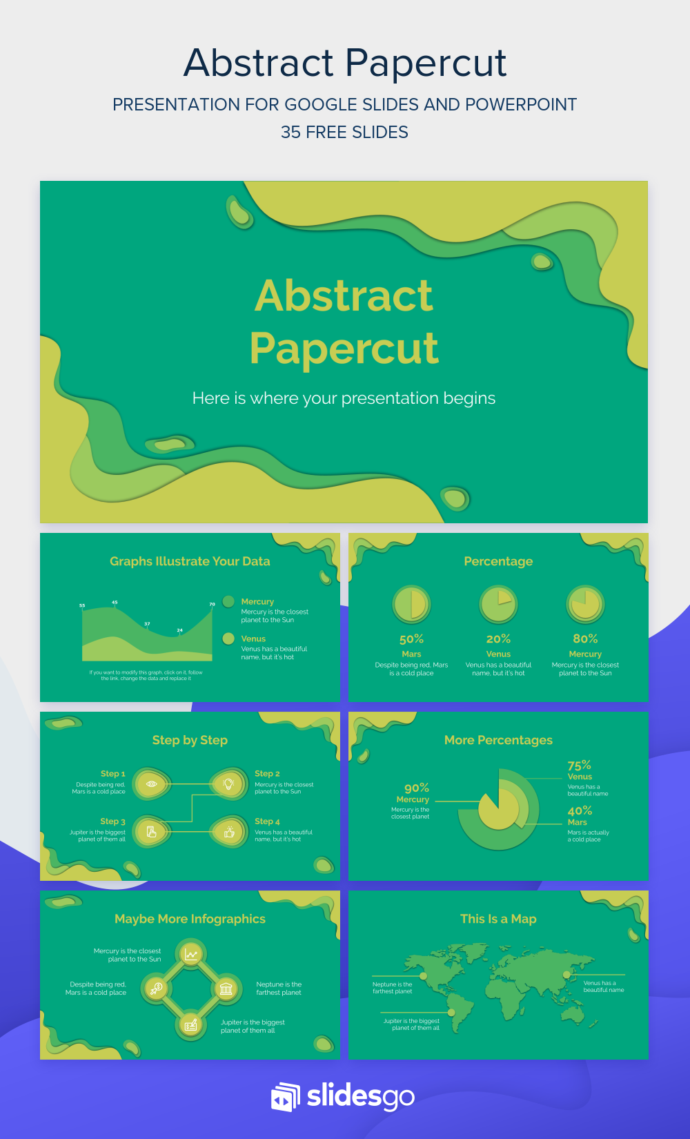 Abstract Papercut Slides theme and PowerPoint template
