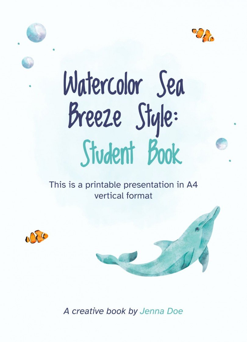 Watercolor Sea Breeze Style Student Book | Google Slides & PPT