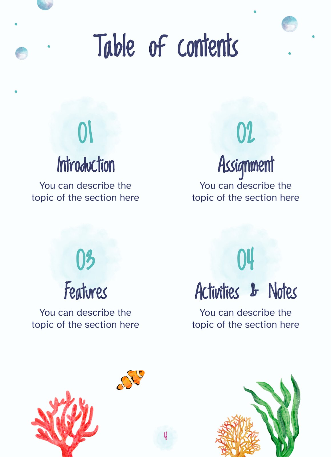 Watercolor Sea Breeze Style Student Book | Google Slides & PPT