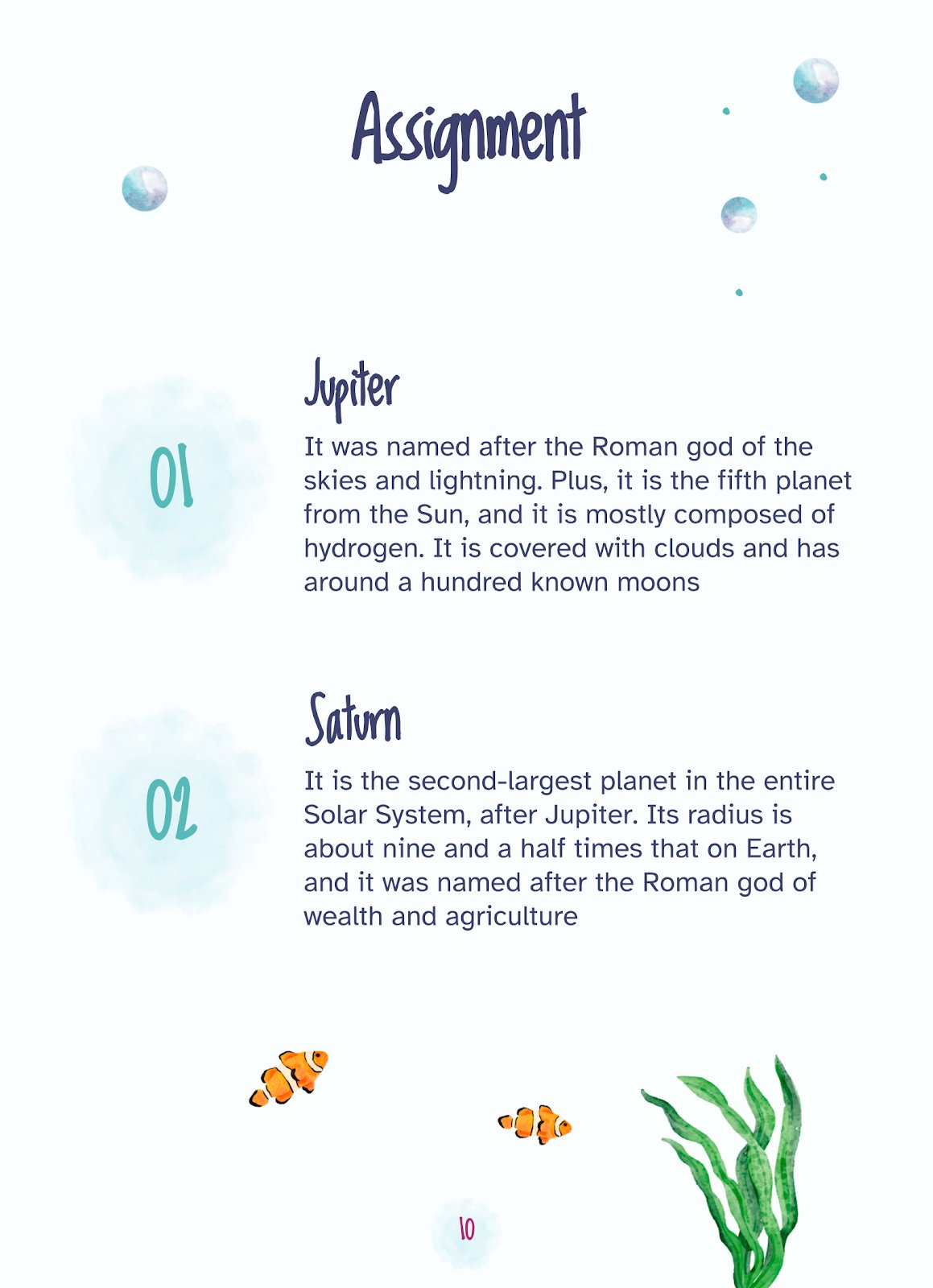 Watercolor Sea Breeze Style Student Book | Google Slides & PPT