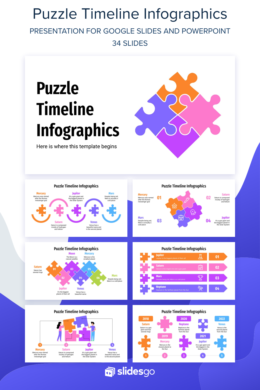 Puzzle Timeline Infographics | Google Slides & PowerPoint