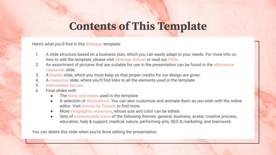 Marble Business Plan Google Slides and PowerPoint template